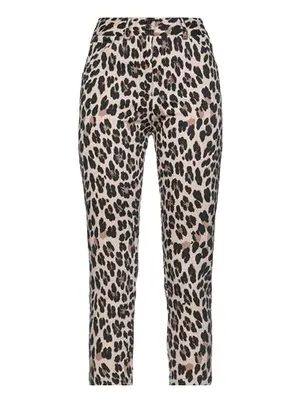 Atos Lombardini Jeans With Leopard Print And Crystal Embellishments - Beige