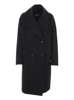 Alberto Biani Double-breasted Wool Blend Coat - Black