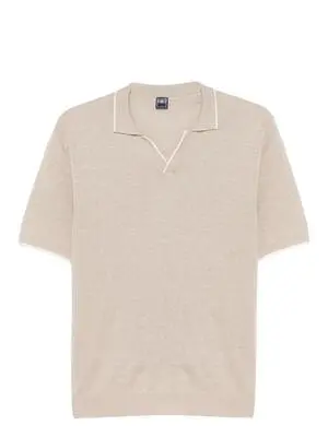FEDELI Split Neck Short Sleeve Sweater