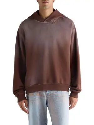 Acne Studios Oversized Distressed Graphic Hoodie - Chocolate Brown