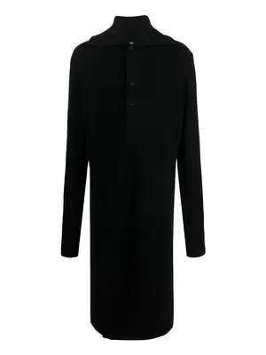 Yohji Yamamoto Hooded Glove-sleeves Maxi Cardigan - Black