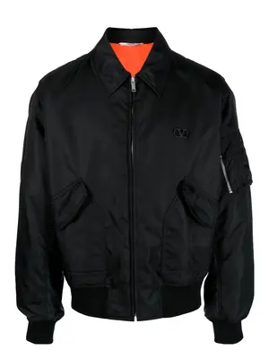 Valentino Garavani Vlogo Signature-appliqué Bomber Jacket - Black