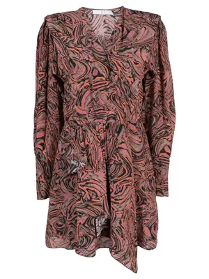 IRO PARIS Masca Swirl-print Mini Dress - Orange