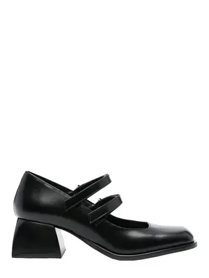NODALETO Square-toe 50mm Leather Pumps - Black