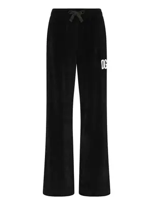 Dolce & Gabbana Logo-print Velvet Track Pants - Black