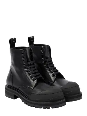 Marni Dada Leather Combat Boots - Black