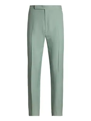 Ralph Lauren Gregory Hand-Tailored Silk-Linen Trousers Jadeite Melange