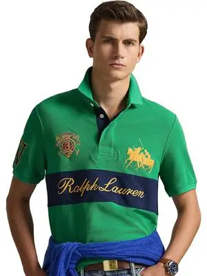 Ralph Lauren Classic Fit Crest Mesh Polo Shirt - Stafford Green/navy
