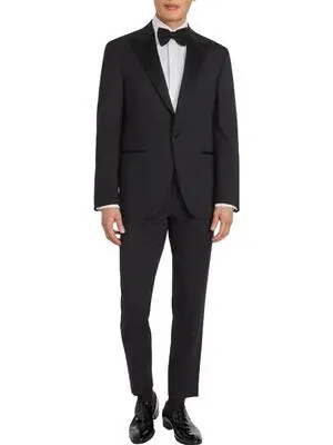 JACK VICTOR Elwood Contemporary Fit Super 130s Wool Tuxedo - Black