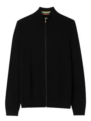 Paul Smith Merino Wool Full Zip Cardigan - Black