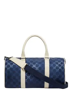 Vilebrequin Turtle Monogram Recycled Canvas Travel Bag Medium Sac Bag48 - Blue