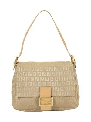 Fendi Zucchino Canvas Mama Shoulder Bag Beige