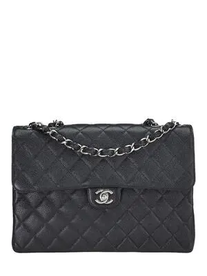 CHANEL Chanel Quilted Caviar Jumbo Half Flap Bag