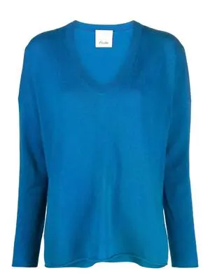 ALLUDE V-neck Cashmere Jumper - Blue