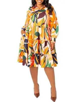 BUXOM COUTURE Floral Shirtdress - Beige Multi