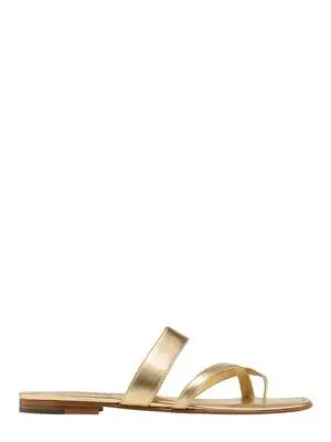 Manolo Blahnik Susa Metallic Crisscross Sandals - Gold