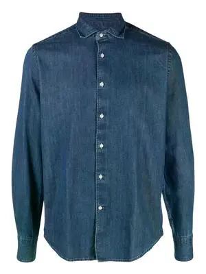 DEPERLU Spread-collar Cotton Shirt - Blue