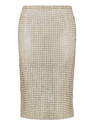 Dolce & Gabbana Rhinestone Mesh Midi Skirt - Gold