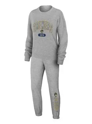 WEAR BY ERIN ANDREWS Milwaukee Brewers Knitted Lounge Set - Gray