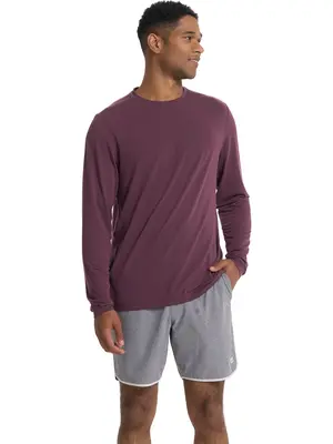 Vuori Vuori Long Sleeve Current Tech Tee Chestnut