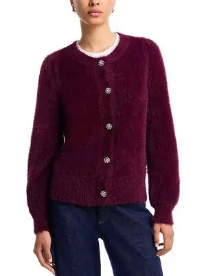 Aqua Eyelash Cardigan Exclusive - Burgundy