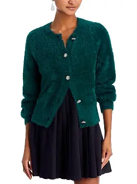 Aqua Eyelash Cardigan - Exclusive Spruce