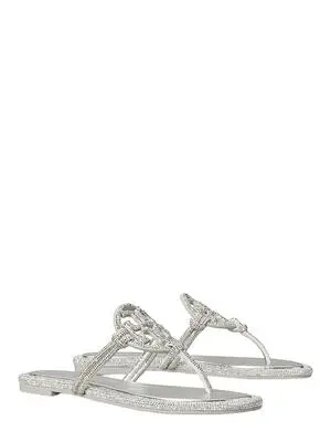 Tory Burch Miller Knotted Pave Sandals - Stone Gray