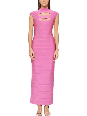 Herve Leger Cutout Bandage Gown - Carnation