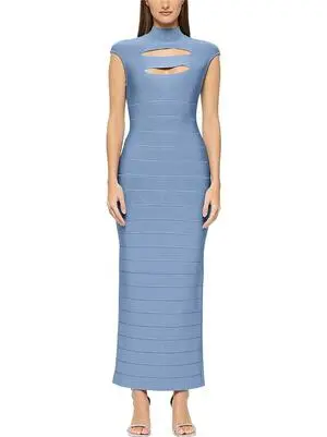 Herve Leger Cutout Bandage Gown - True Blue