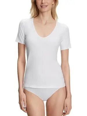 Falke Rounded V-neck Undershirt - White