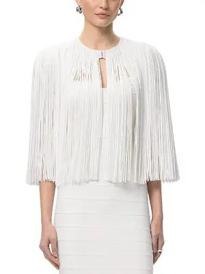 Herve Leger Fringe Cape - Alabaster