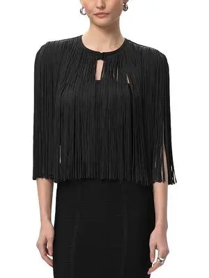 Herve Leger Fringe Cape - Black