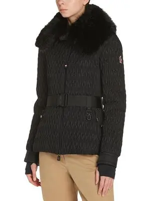 Moncler Plantrey Down Jacket With Faux Fur - Black