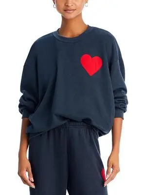 Aviator Nation Heart Stitch Crewneck Sweatshirt - Charcoal