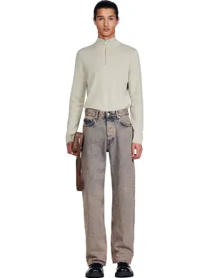Sandro Sandro Quarter Zip Wool Sweater Putty