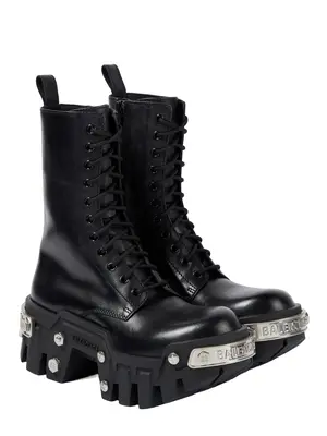 Balenciaga Bulldozer Leather Ankle Boots - Black