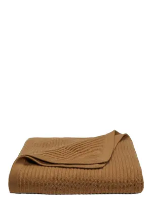 Vince Wool And Cashmere Cardigan-stitch Throw - Brown