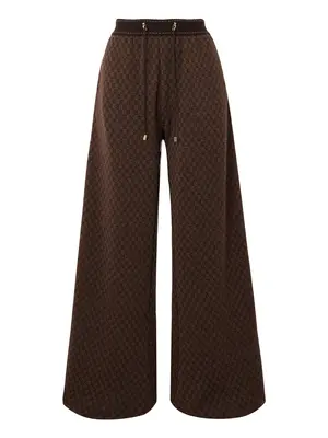 Balmain Striped Wool-blend Jacquard Wide-leg Pants - Brown