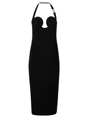 Versace Crepe Halterneck Midi Dress - Black