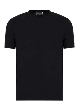 Giorgio Armani Icon Crew-neck T-shirt In Stretch Viscose Jersey - Black