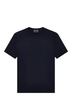 Giorgio Armani Icon Crew-neck T-shirt In Stretch Viscose Jersey - Navy Blue