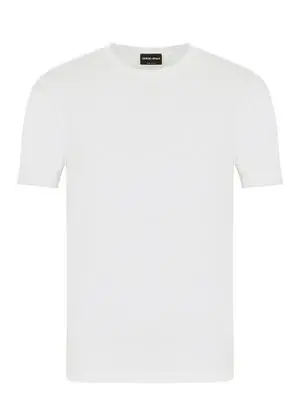Giorgio Armani Icon Crew-neck T-shirt In Stretch Viscose Jersey - White