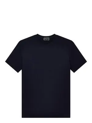Giorgio Armani V-neck T-shirt Icon In Stretch Viscose Jersey - Navy Blue