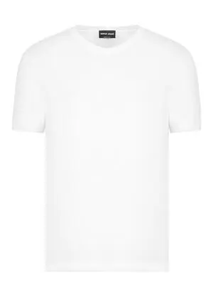 Giorgio Armani V-neck T-shirt Icon In Stretch Viscose Jersey - White