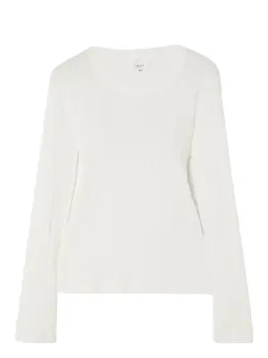 LESET Pointelle-knit Cotton-jersey Top - White
