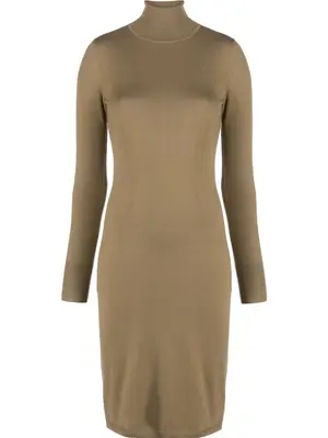JOSEPH Roll-neck Knitted Midi Dress - Brown
