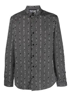 Versace Logo-print Striped Shirt - Black