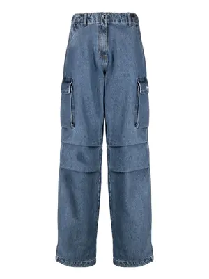 Coperni High-waisted Wide-leg Cargo Trousers - Blue