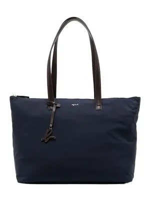 AGNÈS B. Leather-Trim Tote With Logo Plaque