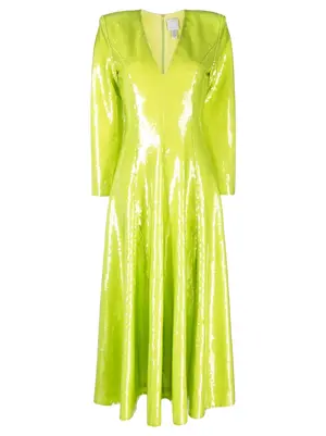Huishan Zhang Andy Sequinned Midi Dress - Green